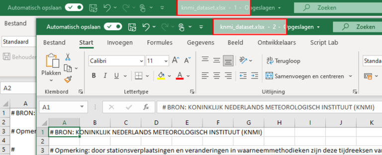 Het overzicht bewaren in Excel met verticaal schikken van twee vensters ...